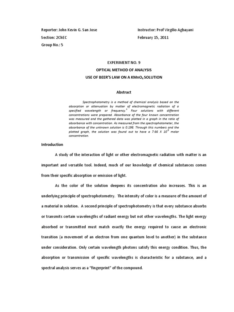 Optical Method of Analysis | PDF | Absorbance | Spectrophotometry