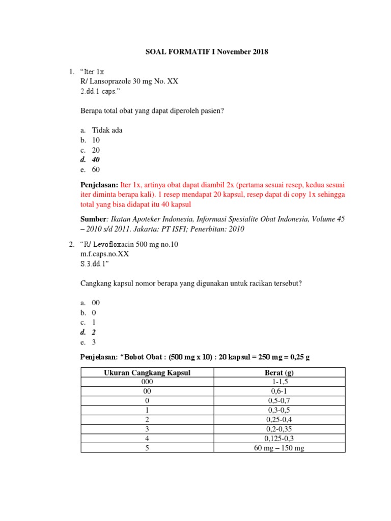 Soal Formatif I + Pembahasan | PDF