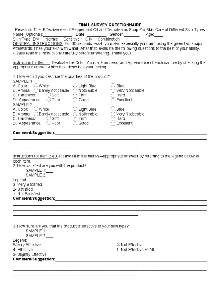 Final Survey Questionnaire | PDF | Race And Ethnicity In The United ...