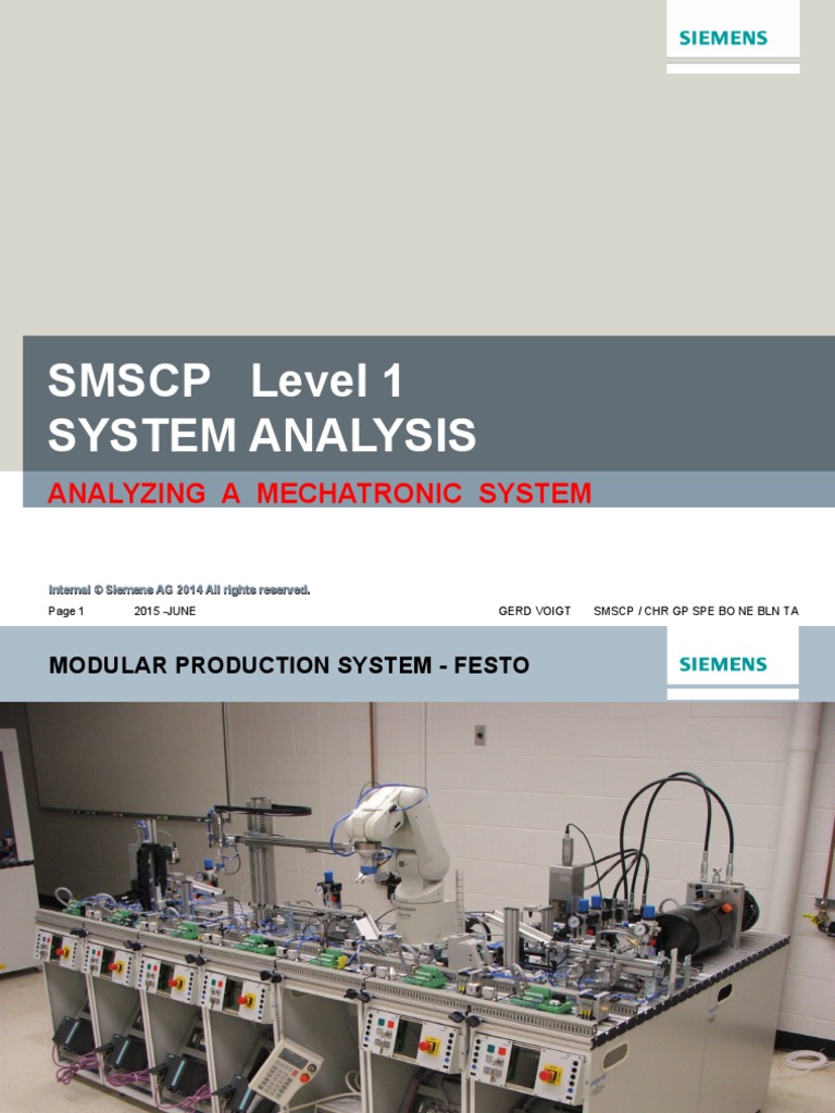 SMSCP Level 1 System Analysis: Analyzing A Mechatronic System | PDF | System | Automation