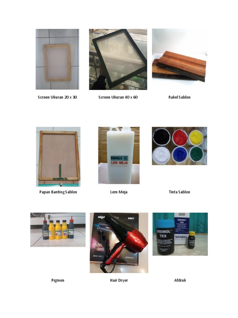 Screen Ukuran 20 X 30 Screen Ukuran 40 X 60 Rakel Sablon | PDF