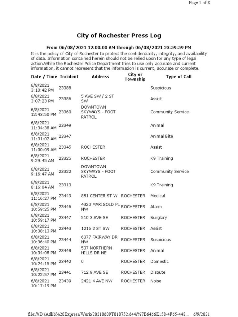 RPD Daily Incident Report 6/8/21 | Download Free PDF | Misconduct ...