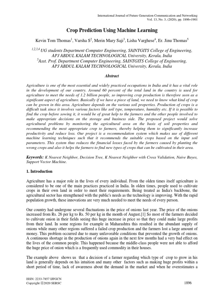 Crop Prediction Using Machine Learning | PDF | Support Vector Machine ...