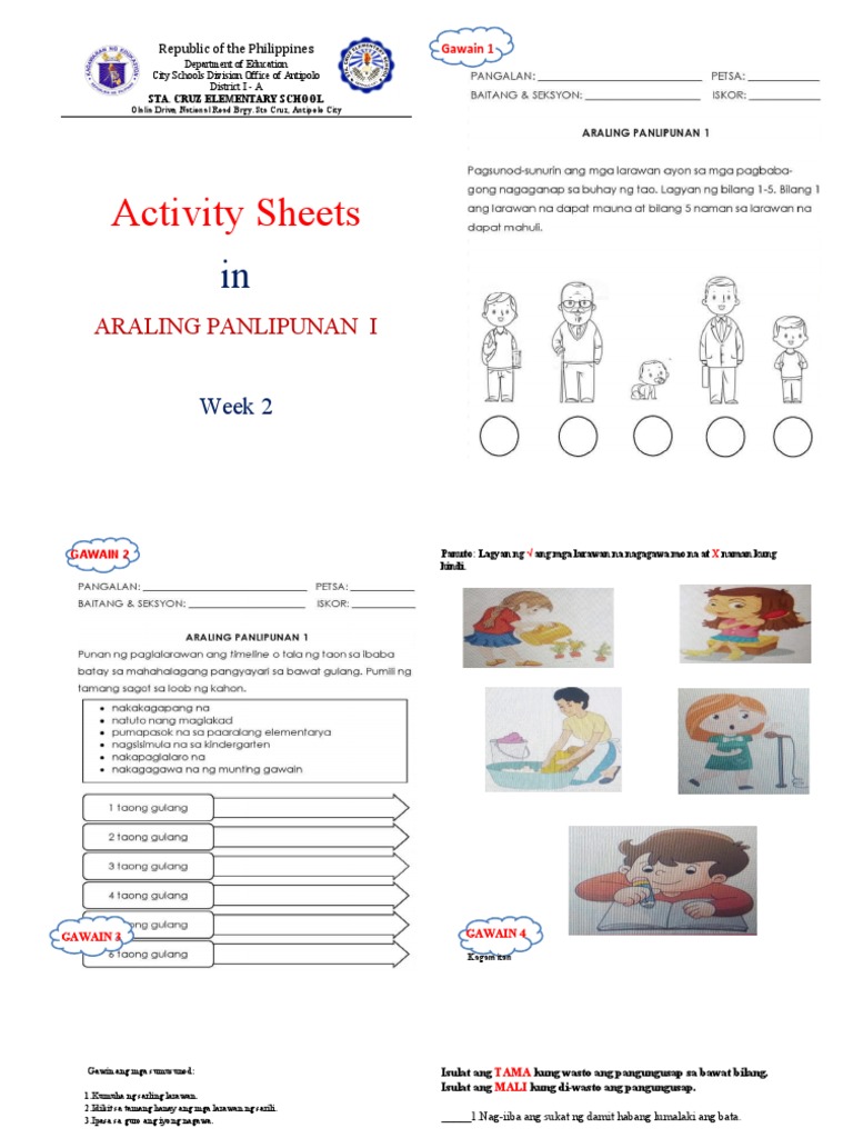 Araling Panlipunan 1 Week 2 Activity Sheet Edited | PDF