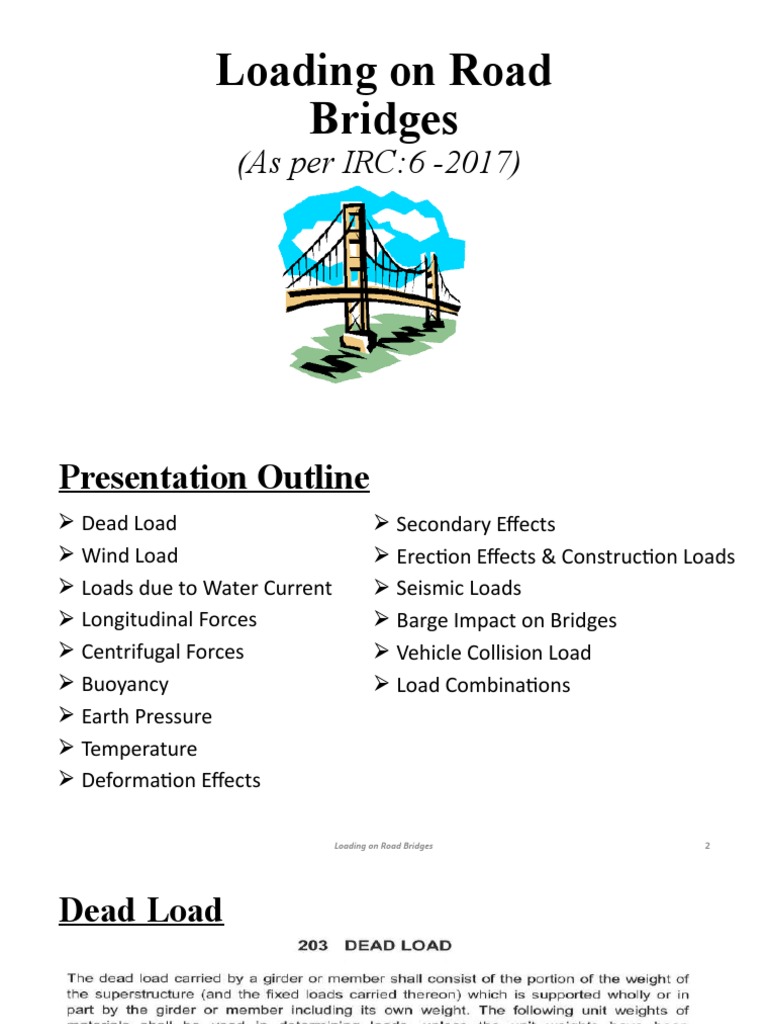 Loading On Road Bridges (As Per IRC 6) - Excl. LL | PDF | Wound | Force