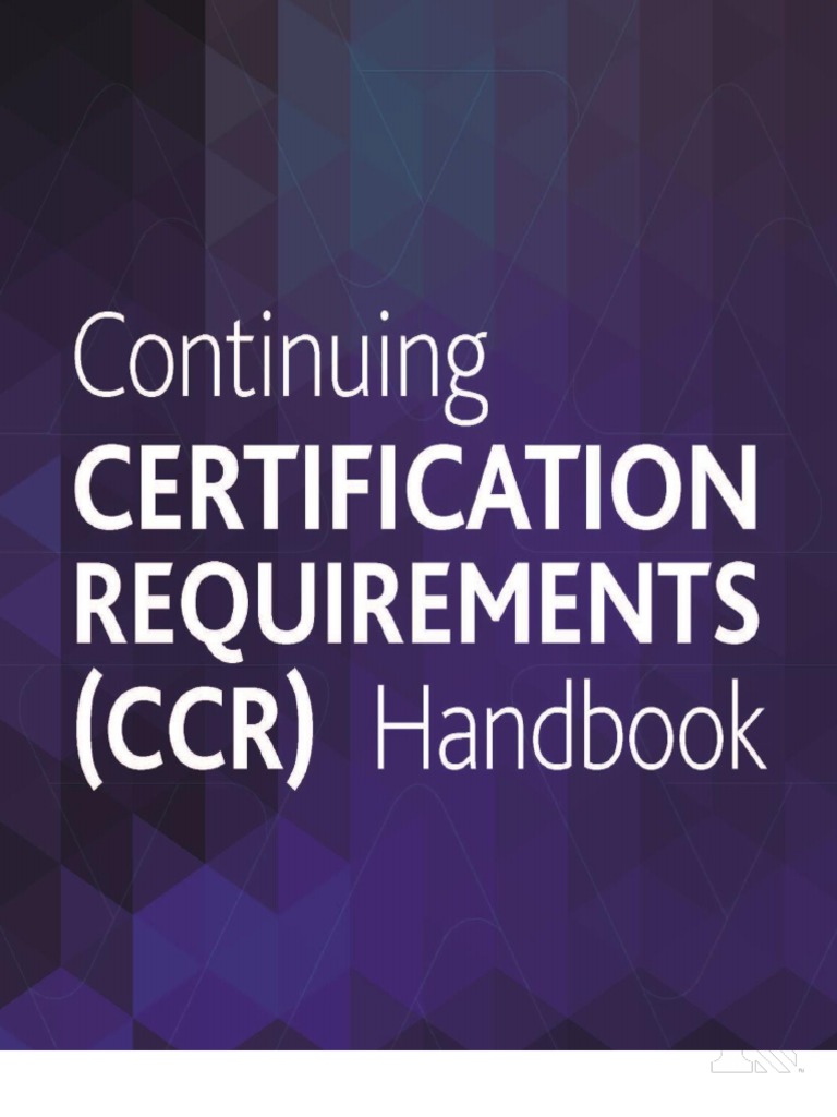 CCR Certification Requirements Handbook | PDF | Project Management ...