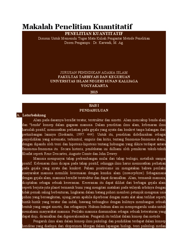 Makalah Penelitian Kuantitatif | PDF