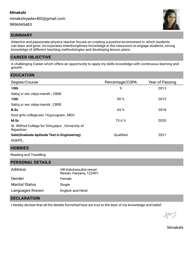 Resume Mini Format2