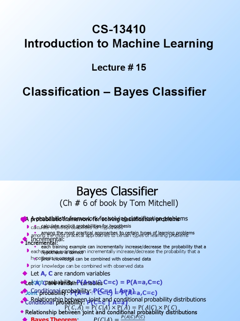 ML Lec 15 Naive Bayes | PDF | Statistical Classification | Bayesian Inference