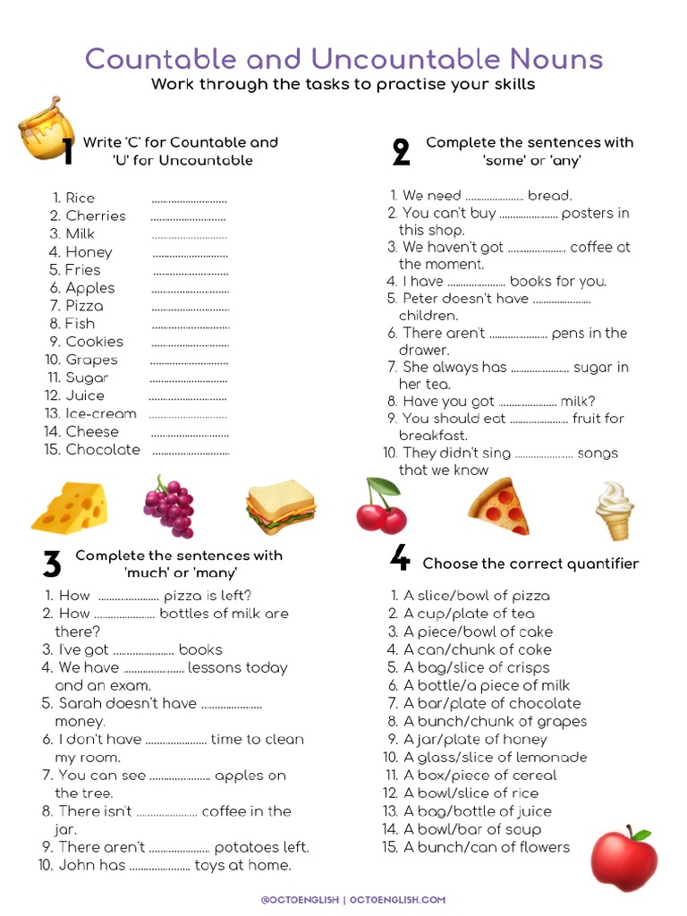 Countable-And-Uncountable-Nouns-Worksheet - #2 | PDF