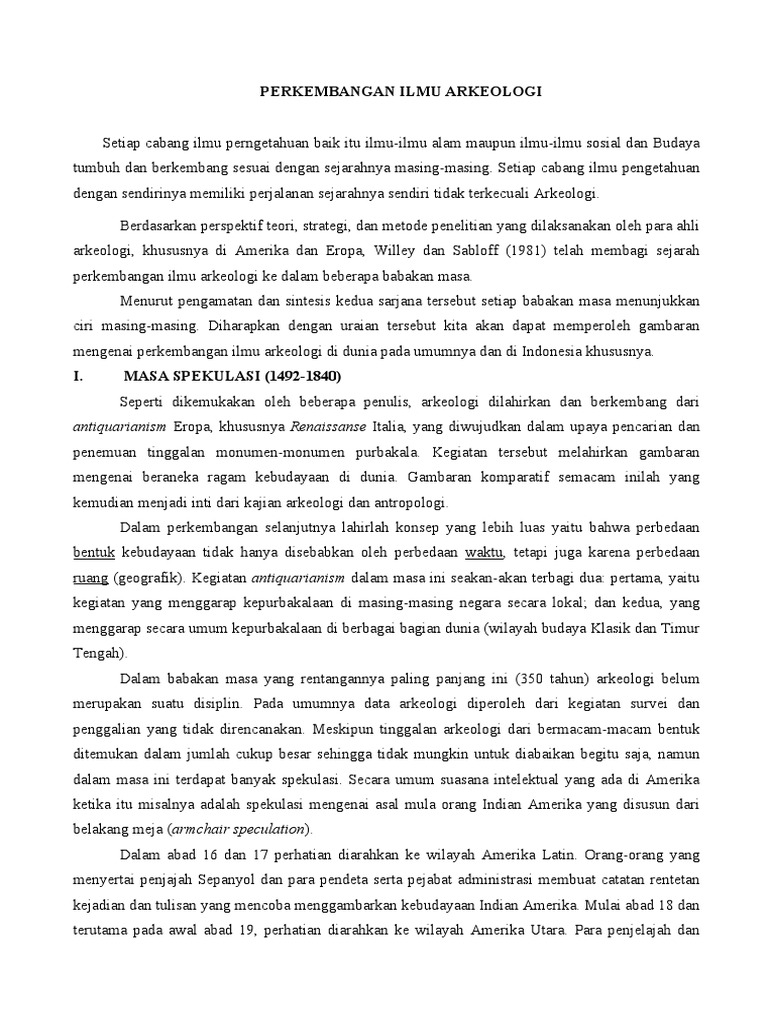 Perkembangan Ilmu Arkeologi | PDF