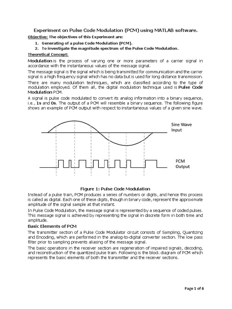 Pulse Code Modulation PC MM at Lab Code | PDF | Modulation | Sampling (Signal Processing)