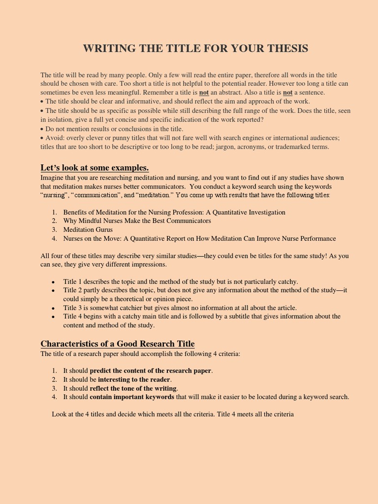 Crafting Effective Thesis Titles | PDF | Meditation | Nursing