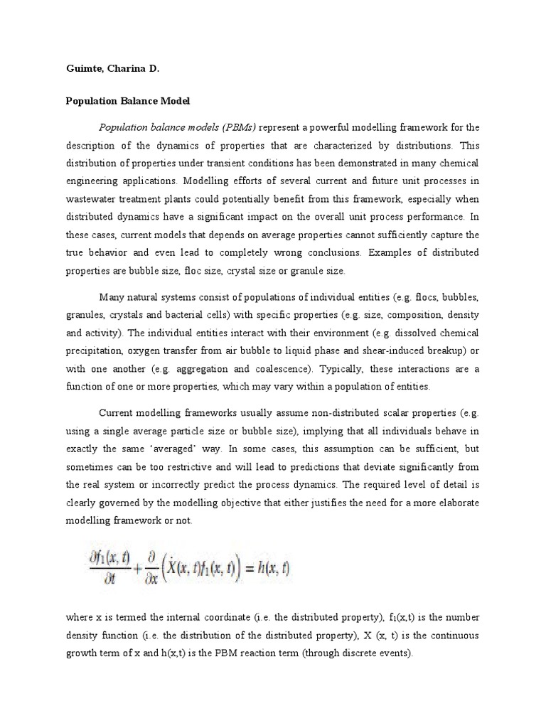 Population Balance Models (PBMS) Represent A Powerful Modelling ...