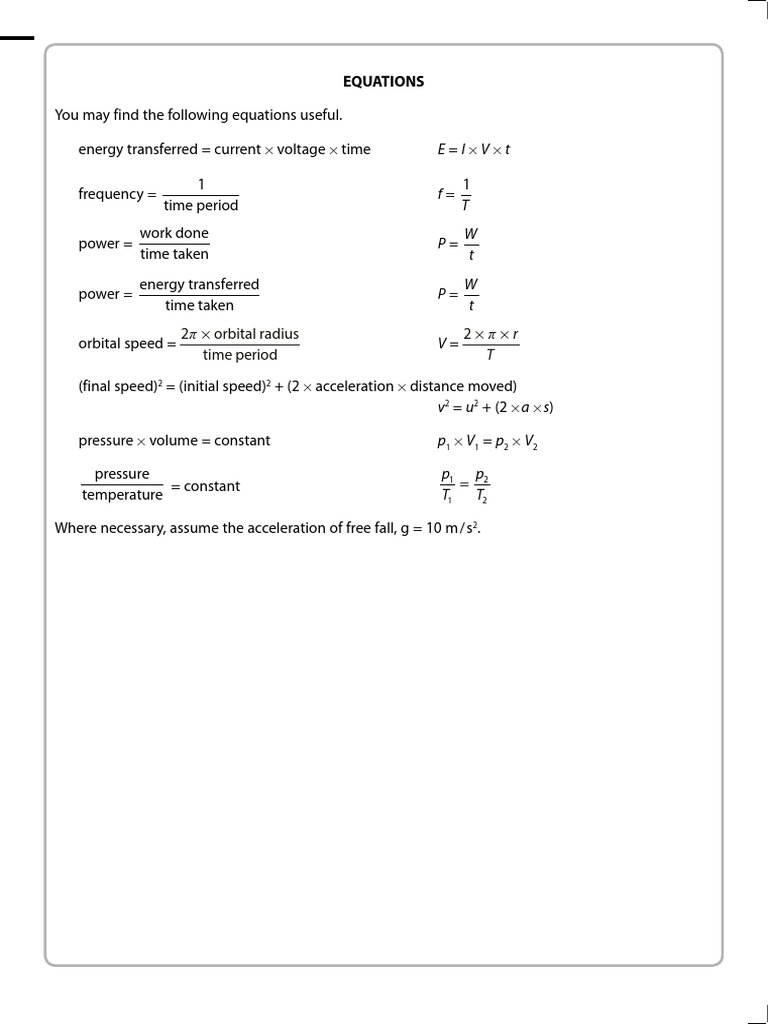 2 Orbital Radius Time Period 2 × ×: Equations | PDF | Electromagnetic ...