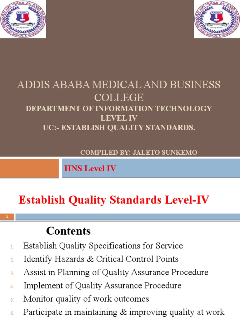 Establish Quality Standard | PDF | Quality Assurance | Cost