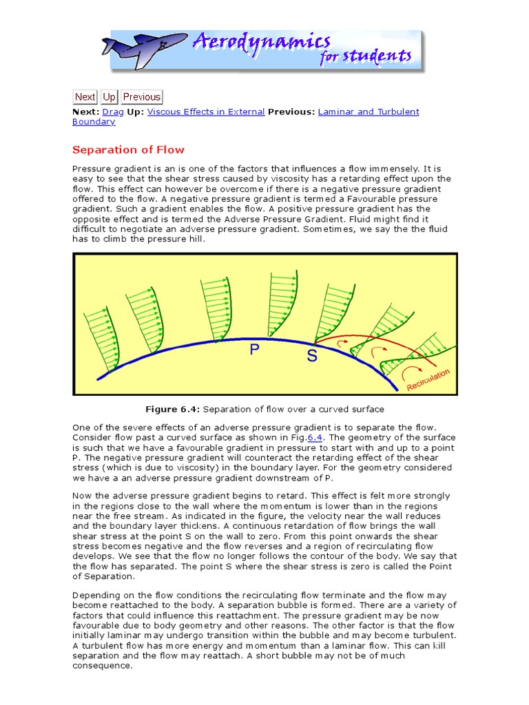 Separation of Flow | PDF | Fluid Dynamics | Boundary Layer