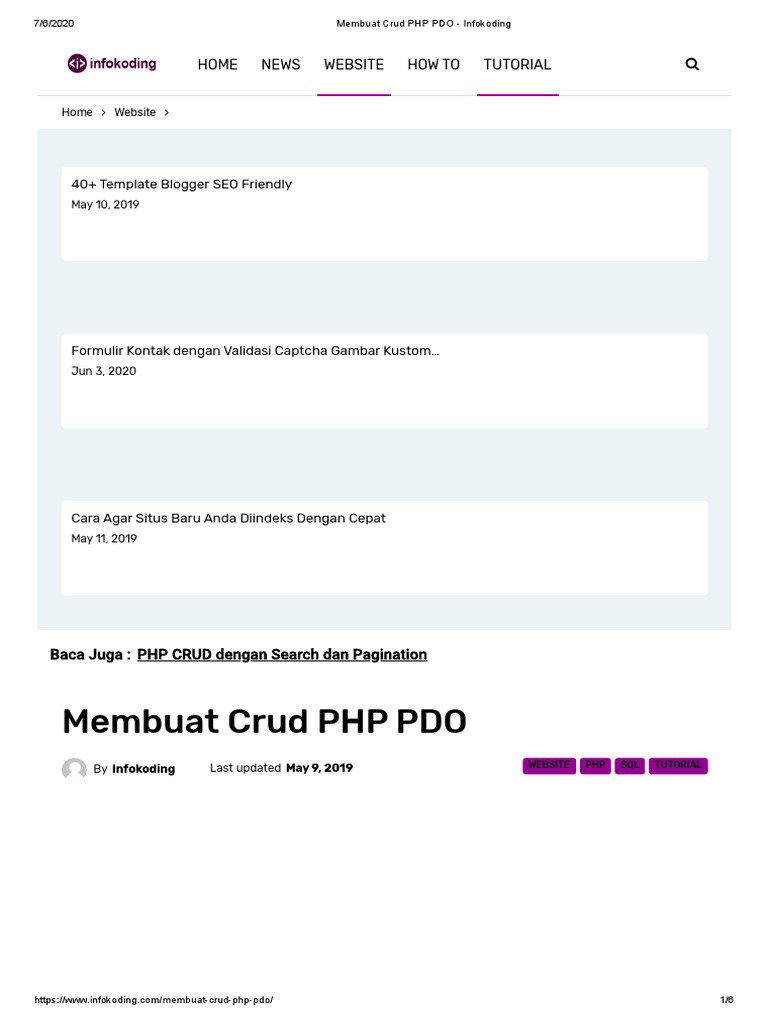 Membuat Crud PHP PDO - Infokoding | PDF