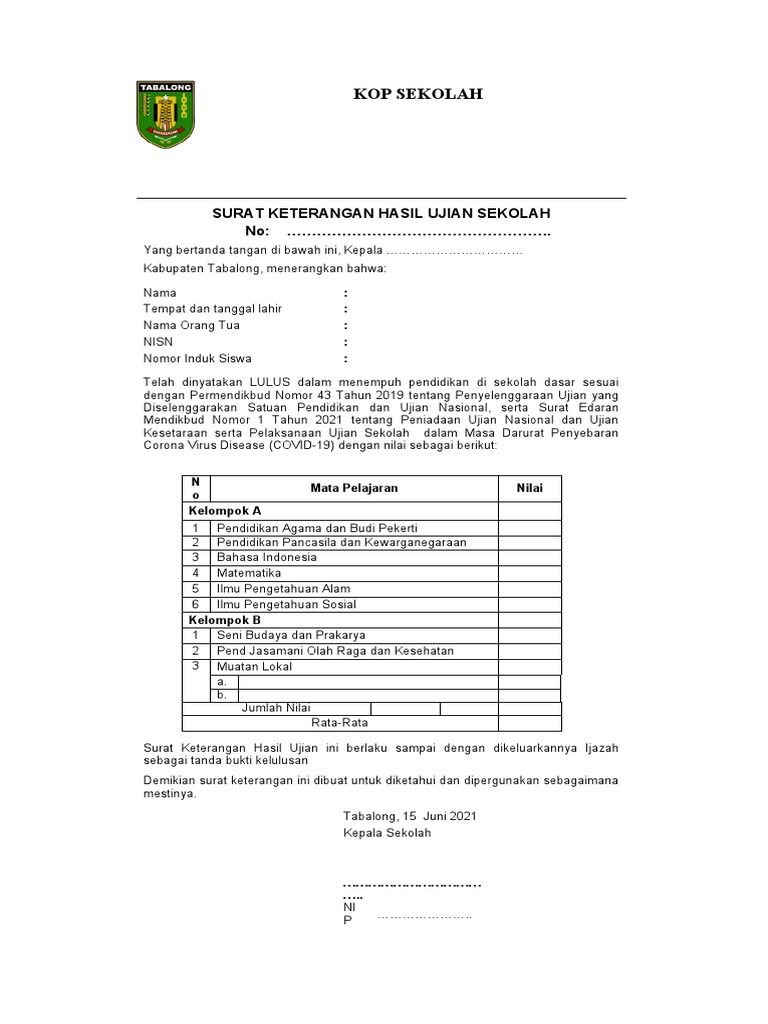 Contoh Skhu Dan Keterangan Lulus | PDF