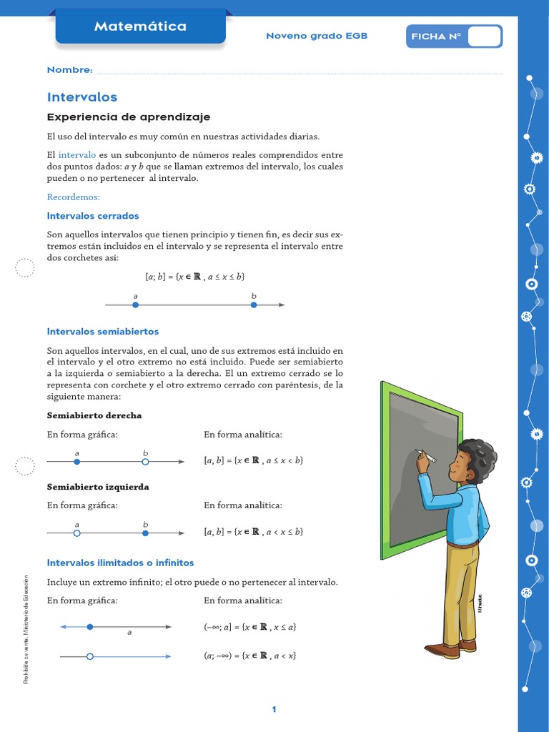 Matemática 9EGB Intervalos | PDF | Intervalo (Matemáticas) | Álgebra abstracta
