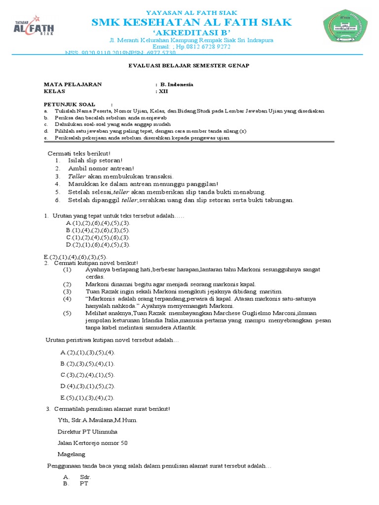 Soal Kls 12 Bhasa Indonesia | PDF