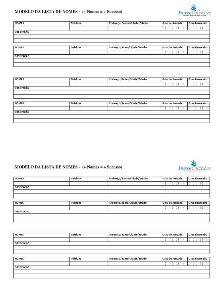 Lista de Nomes | PDF