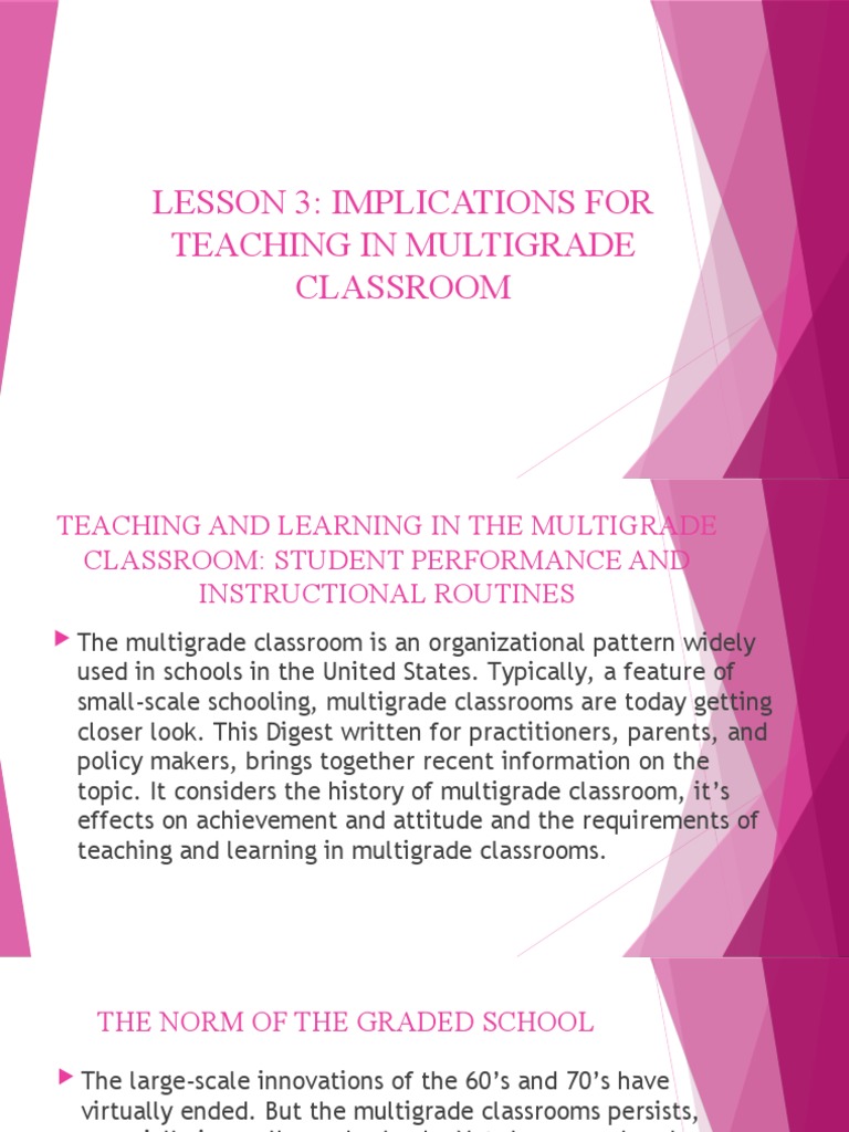 Lesson 3: Implications For Teaching in Multigrade Classroom | PDF ...