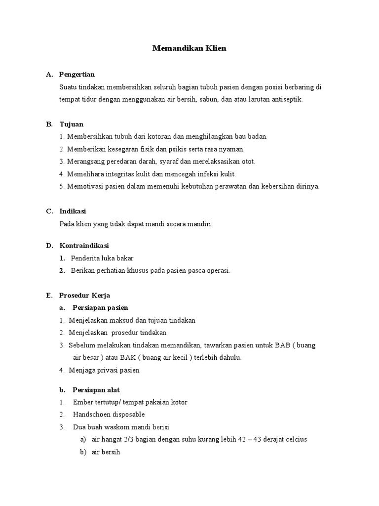 Memandikan Klien (Fix) | PDF | Kesehatan Holistik