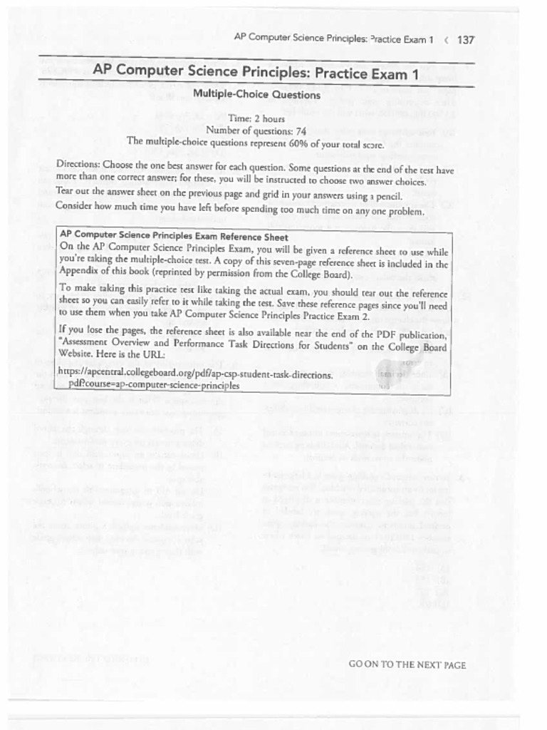 Apcsp Practice AP College Board Exam Full | PDF