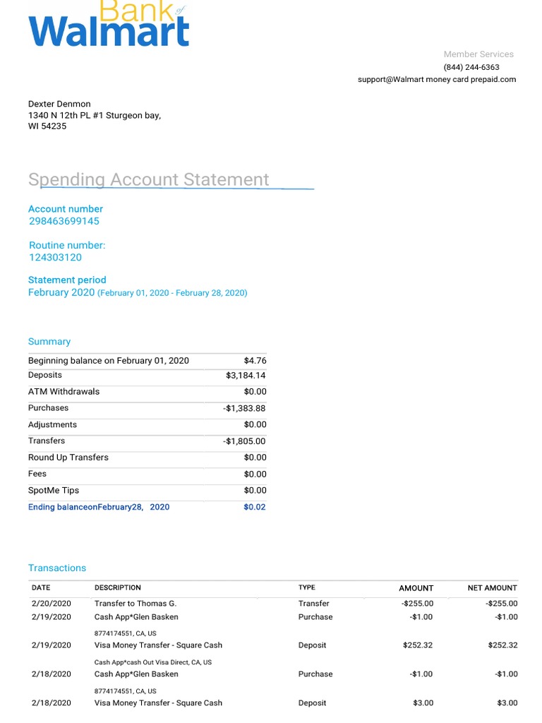Walmart Money Card Statement2 | PDF