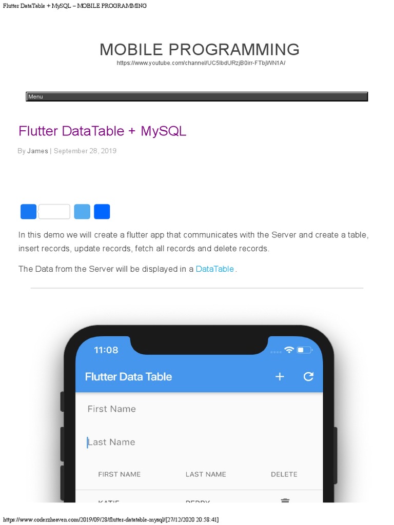Flutter Datatable Mysql Mobile Programming Pdf Mobile App Computer Science 