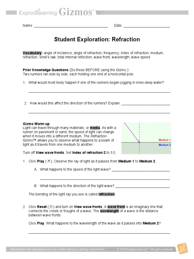 Gizmo Refraction | PDF | Refraction | Refractive Index