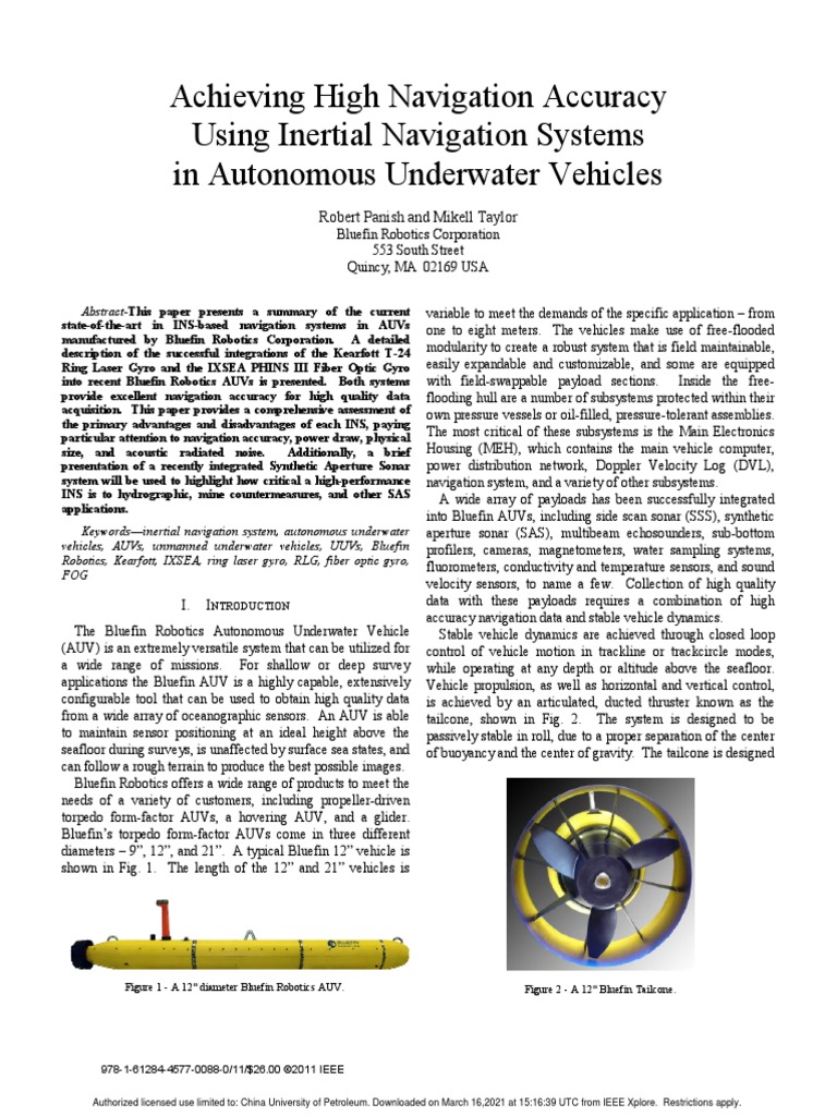 Achieving High Navigation Accuracy Using Inertial Navigation Systems in ...
