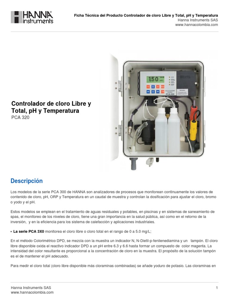 PCA 320 - Controlador de Cloro Libre y PH | PDF | Cloro | Ph