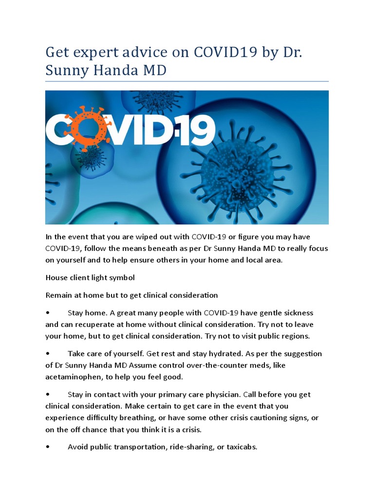 Get Expert Advice On COVID19 by Dr. Sunny Handa MD | PDF | Diseases And ...