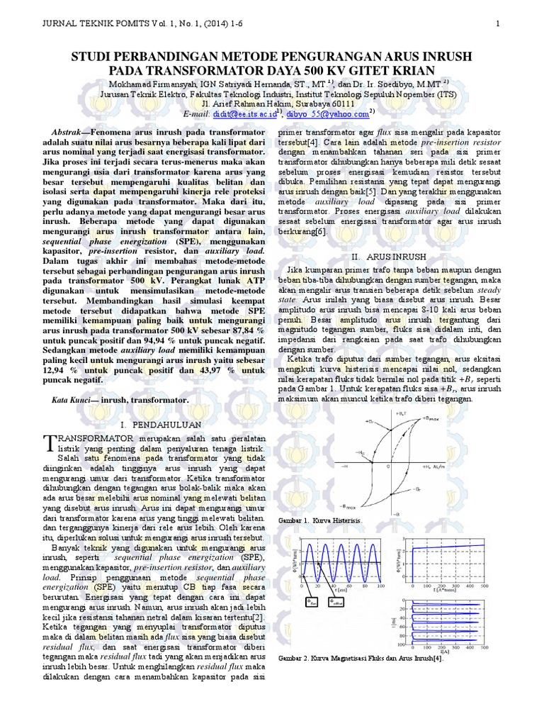 Studi Perbandingan Metode Pengurangan Arus Inrush Pada Transformator ...