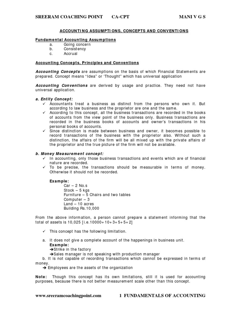 Accounting Concepts and Conventions | PDF | Debits And Credits ... Accounting Concepts and Conventions | PDF | Debits And Credits ...