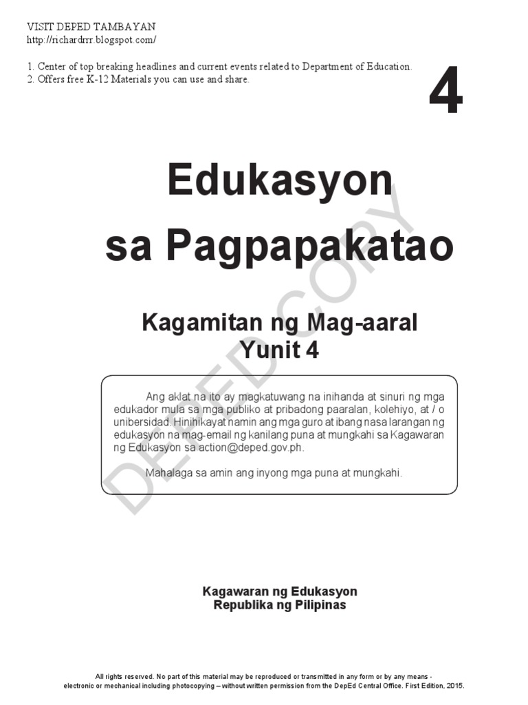 ESP 4 - Learners Material - Fourth Quarter - ESP4 - LM - U4 | PDF