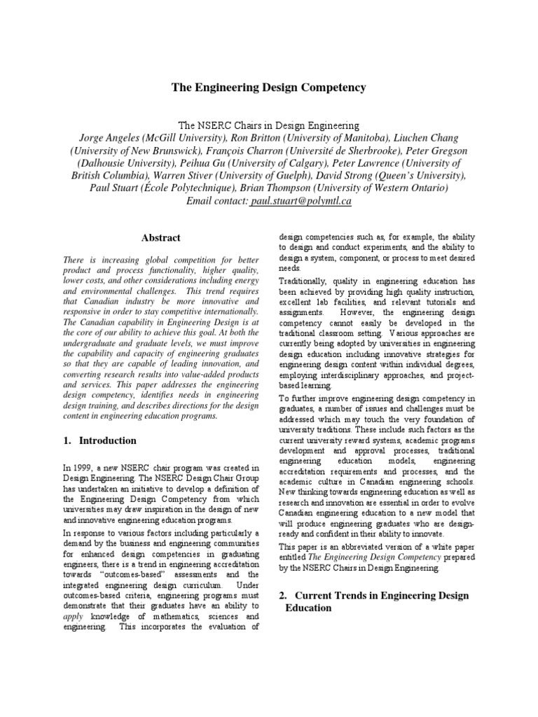 Engineering Design Competencies | PDF | Engineering | Engineering Design Process