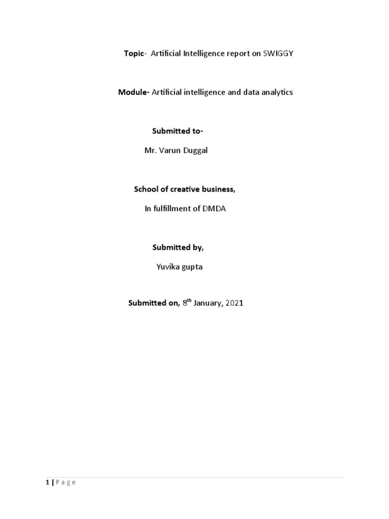 Ai And Data Analytics Yuvika2 Pdf Artificial Intelligence