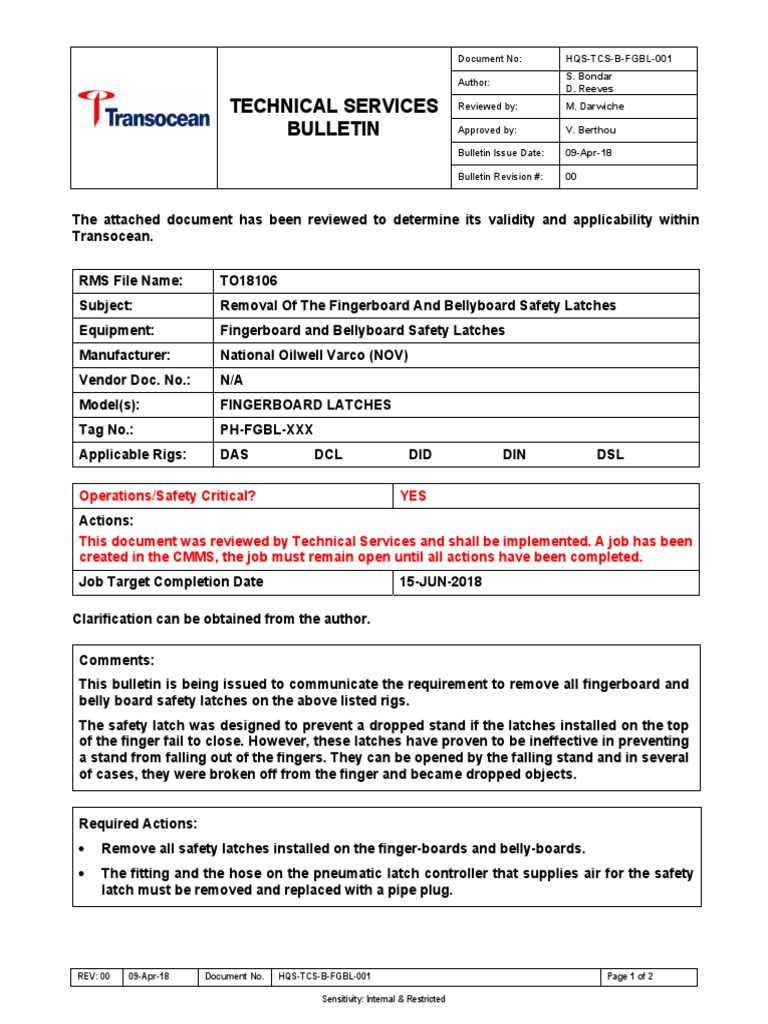 Fingerboard Safety Latch Removal TO18106 | PDF | Business