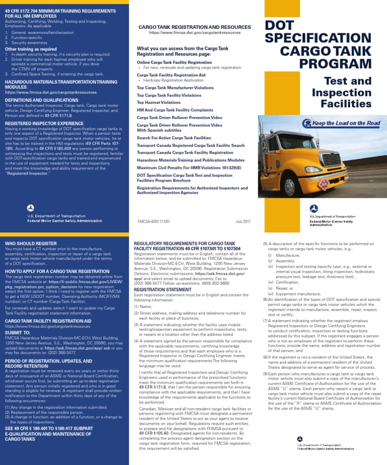 Registration Requirements and Process for Cargo Tank Facilities under ...