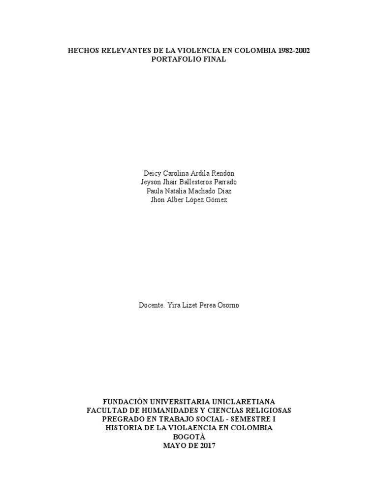 Portafolio Final Historia de La Violencia en Colombia | PDF | Colombia | Gobierno