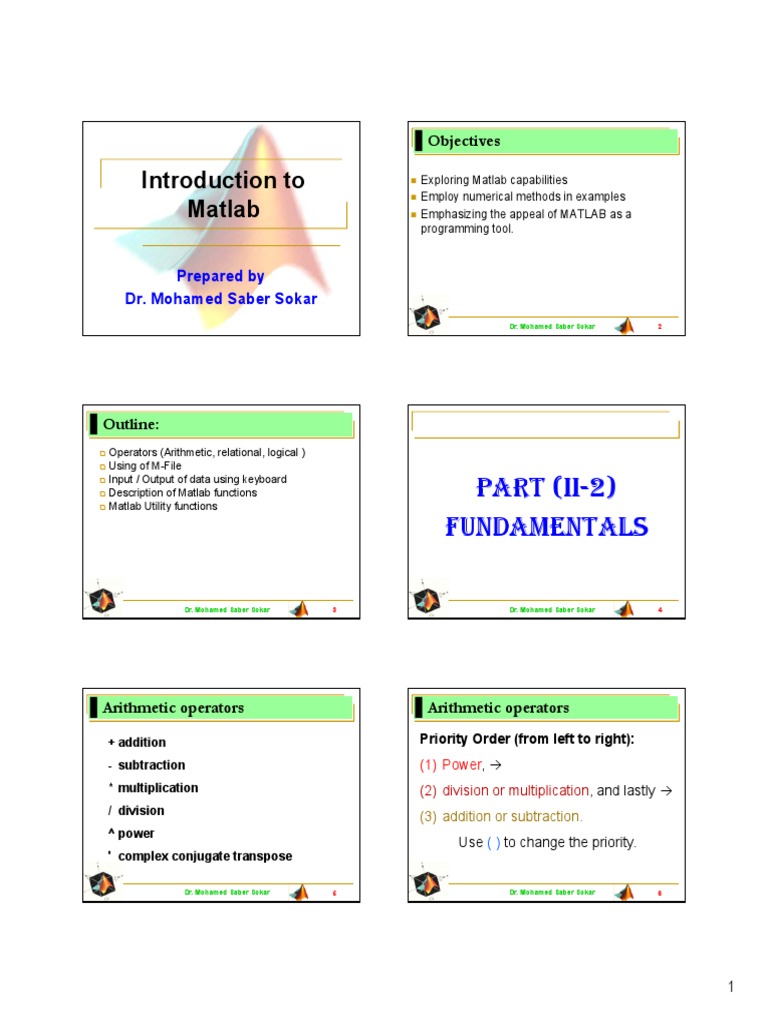 Introduction To Matlab - Lec - 3-SOKAR | PDF | Matrix (Mathematics ...