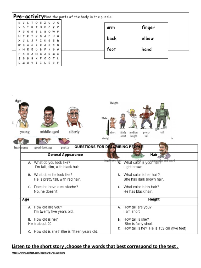 Vocabulary Describing People | PDF