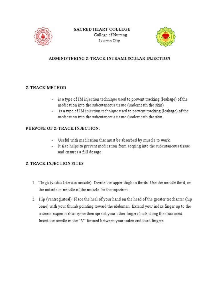 Administering Z-Track Intramuscular Injection | PDF | Injection ...