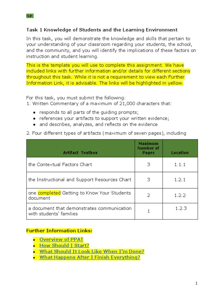 PPAT Task 1: Student Knowledge & Context | PDF | Classroom | Learning