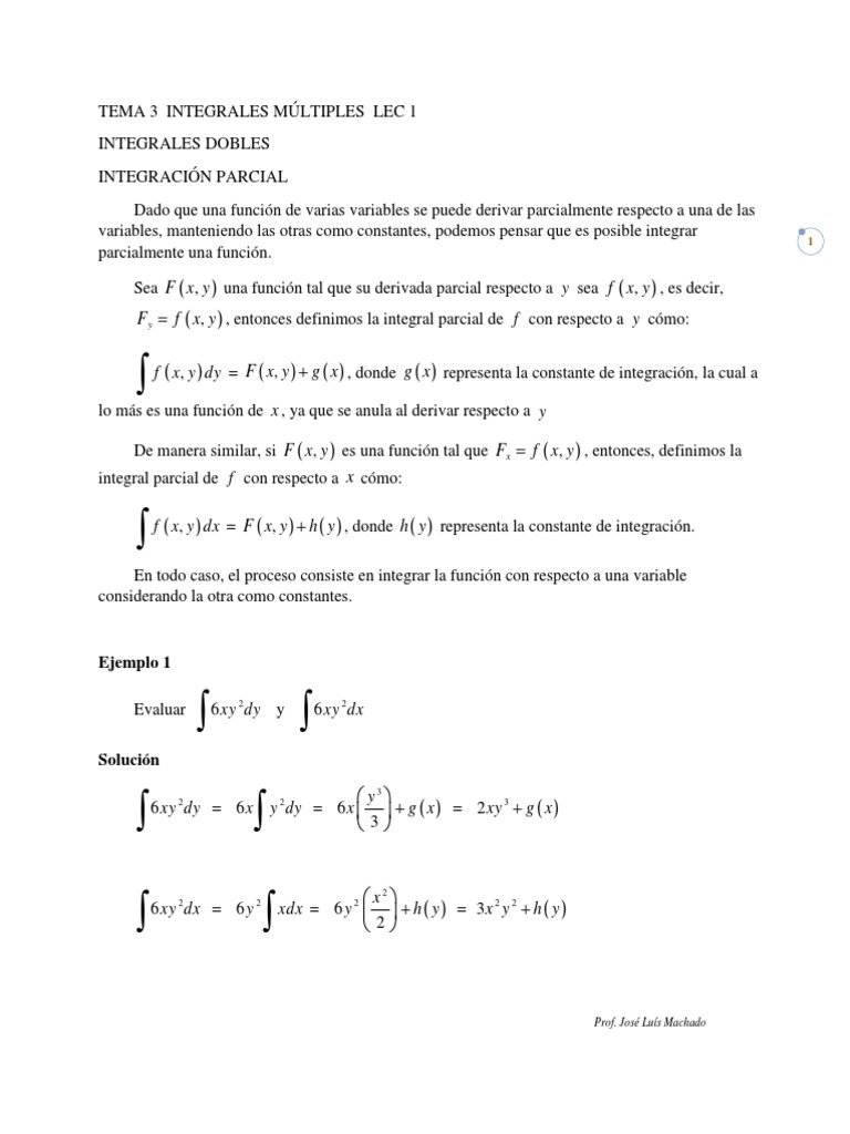 Tema de Integrales Multiples Lec 1 | PDF | Integral | Relaciones matematicas