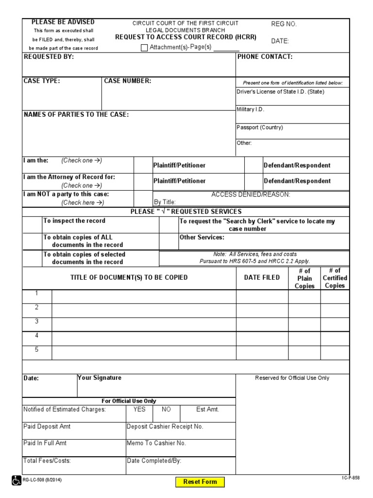 Circuit & Family Court Request To Access Court Records | PDF ...