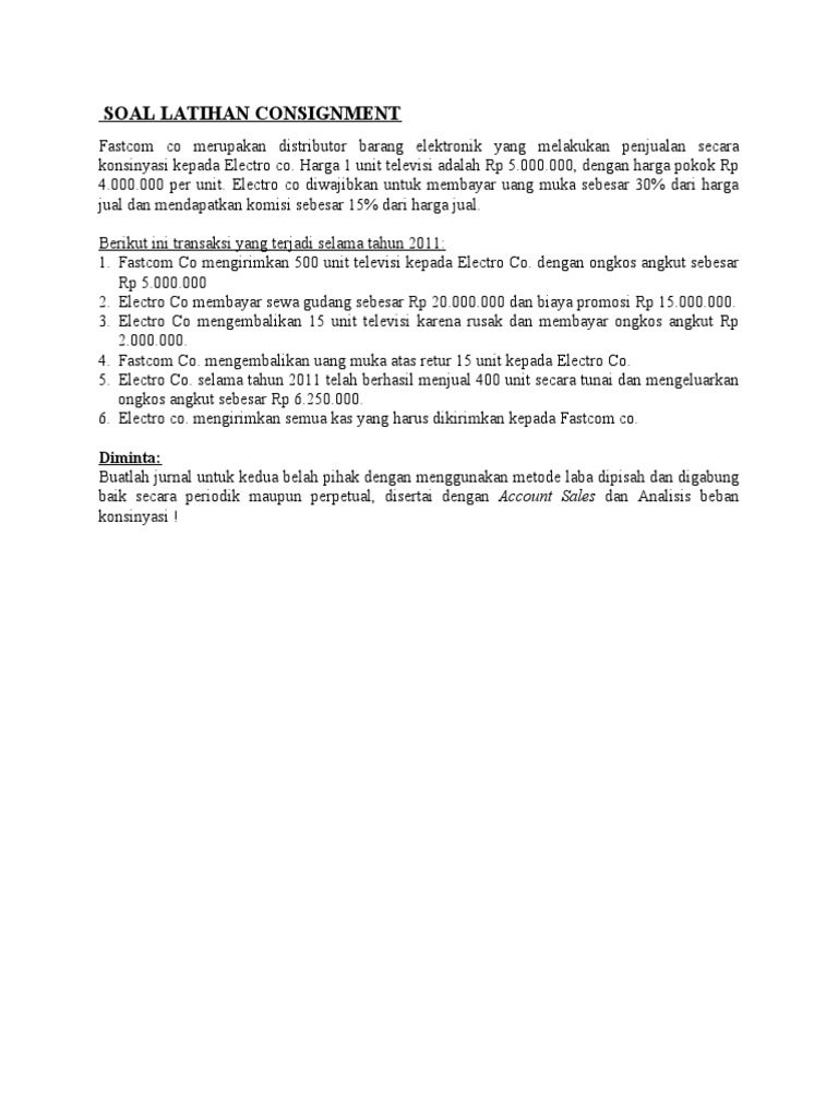 Soal Latihan Consignment | PDF